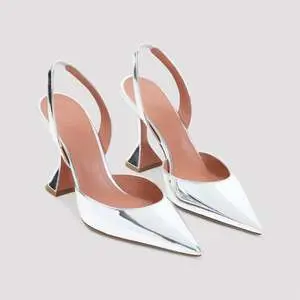 Amina Muaddi Holli Mirror 95 Slingback - Silver