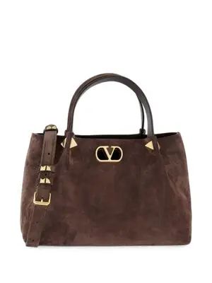 Valentino Garavani Vlogo Signature Small Suede Leather Tote - Multicolor