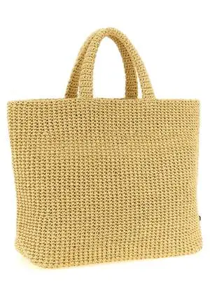 Prada Crochet Raffia Shopping Bag