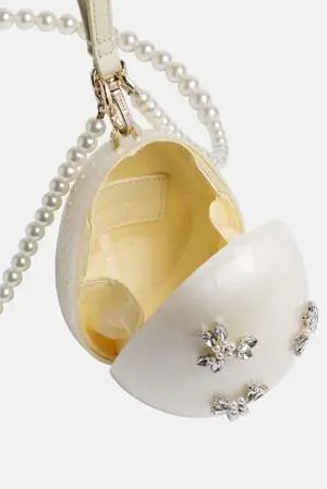 Simone Rocha Pearl Crossbody Micro Egg Bag With Emb