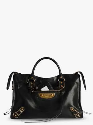 Balenciaga Le City Uptown Leather Handbag With Stud Detail - Black
