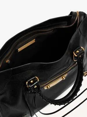 Balenciaga Le City Uptown Leather Handbag With Stud Detail - Black