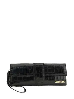 Jacquemus Le Bambino Clutch With Crocodile Effect - Black