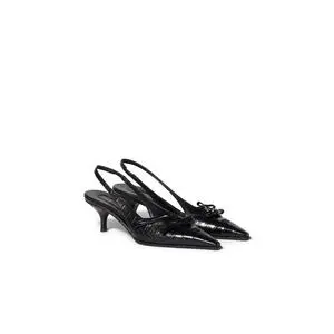 Miu Miu Croco-print Leather Slingback Pumps - Black