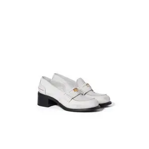 Miu Miu Decò Calf Leather Loafers - White