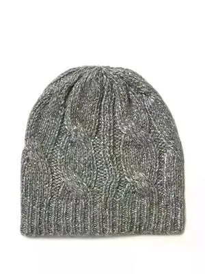 Peserico Cable-knit Sequin-embellished Beanie Hat - Grey