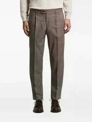 Peserico Prince Of Wales Check Pleated Trousers - Brown