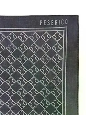 Peserico Monogram-print Pocket Square - Blue