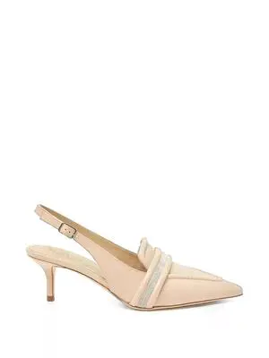Peserico Embellished Pointed-toe Kitten-heel Pumps - Neutrals