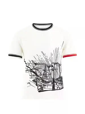 FERRAGAMO Ship-print Cotton T-shirt
