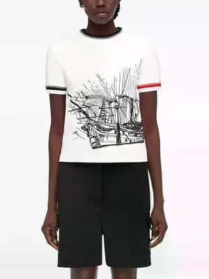 FERRAGAMO Ship-print Cotton T-shirt