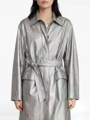 Brunello Cucinelli Belted Metallic Leather Coat