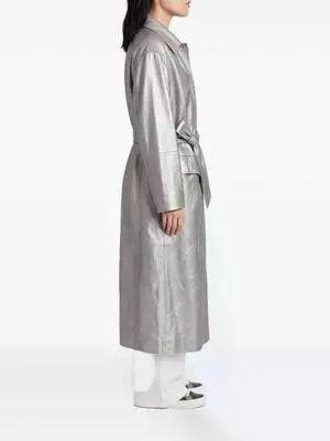 Brunello Cucinelli Belted Metallic Leather Coat