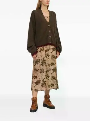 UMA WANG Distressed-effect Rib-trimmed Cardigan