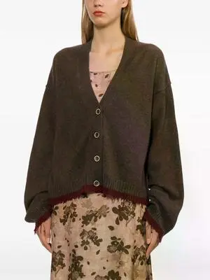 UMA WANG Distressed-effect Rib-trimmed Cardigan
