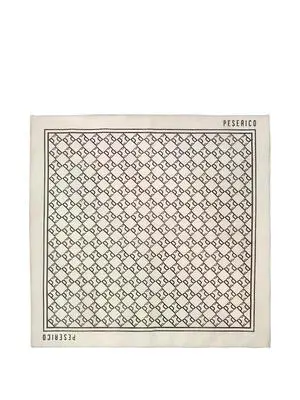 Peserico Monogram-print Pocket Square Neutrals