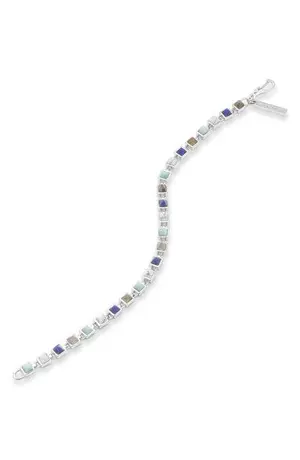 EDDIEBORGO Inlaid Pyramid Tennis Bracelet - Silver/multi