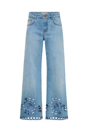 MAISON COMMON Jeans With Embroidery Opoulent Eyelet On The Hem