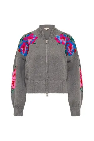 MAISON COMMON Embroidered Knit Cardigan With Zipper
