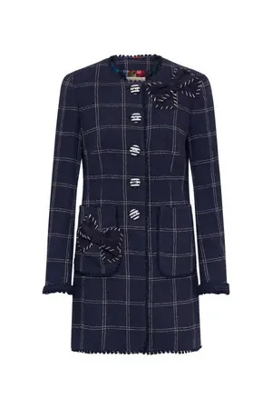 MAISON COMMON Boucl Jacket With Application - Navy