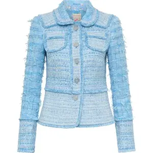 MAISON COMMON Tweed Patchwork Jacket With Fringes - Bleu