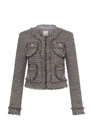 MAISON COMMON Little Tweed Jacket With Fringes - Grey