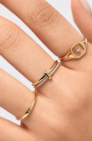 ANA LUISA Solid Yellow Goldduo Diamond Link Ring