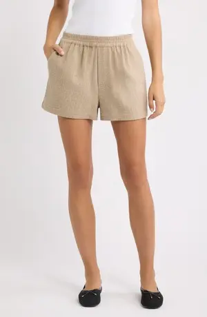 ROWING BLAZERS Herringbone Wool Blend Shorts - Camel