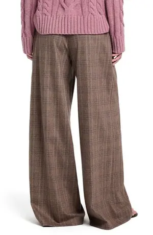 TWP Avery Plaid Wide Leg Wool Blend Pants