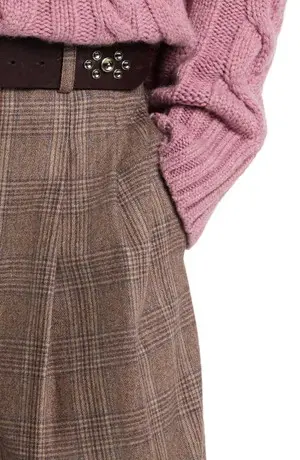 TWP Avery Plaid Wide Leg Wool Blend Pants