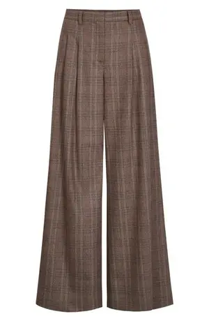 TWP Avery Plaid Wide Leg Wool Blend Pants