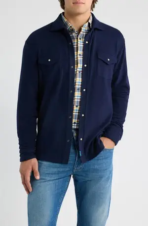 Johnnie-o York Long Sleeve Snap Overshirt - Navy