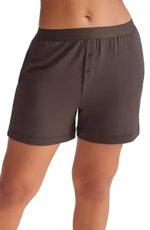 Fleur't Made For You Boyfriend Boxer Sleep Shorts - Espresso