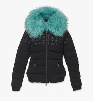 Mcm Monogram Print Parka With Vest In Econyl And Faux Fur - Black