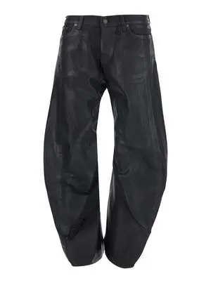 Acne Studios Black Jeans With Wide Leg And Logo Patch On The Back In Denim For - Multicolor