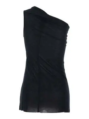 Rick Owens Athena' Black Top With Asymmetrical Design In Viscose And Silk Blend - Multicolor