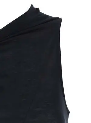 Rick Owens Athena' Black Top With Asymmetrical Design In Viscose And Silk Blend - Multicolor