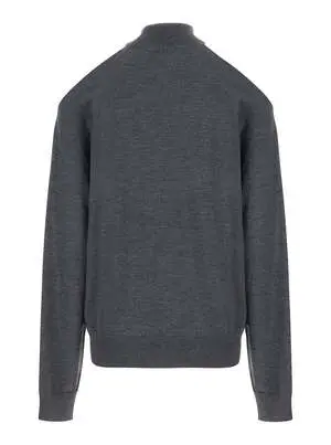 Fendi Grey Turtleneck Sweater With Logo Embroidery And Ribbed Trims In Cashmere For - Multicolor
