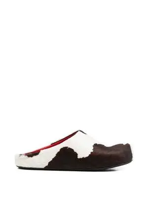 Marni White And Cow-print Calf Hair Fussbett Mules - Brown