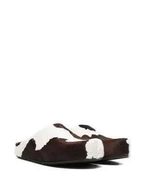 Marni White And Cow-print Calf Hair Fussbett Mules - Brown