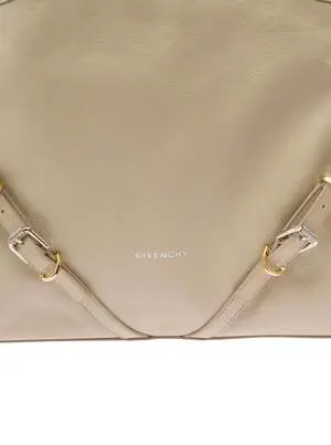Givenchy Voyou' Beige Shoulder Bag With Embossed Logo In Smooth Leather - Multicolor