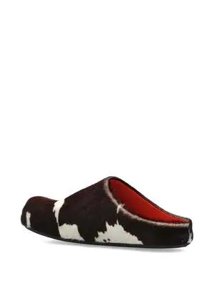 Marni White And Cow-print Calf Hair Fussbett Mules - Brown