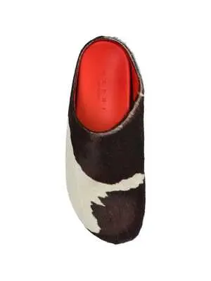 Marni White And Cow-print Calf Hair Fussbett Mules - Brown