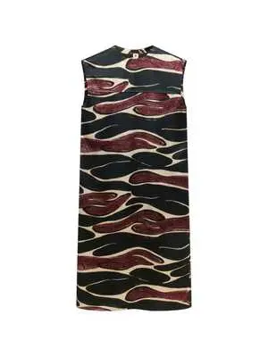 Marni Viscose Dress With Crimson Wave Print - Black