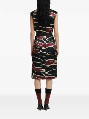 Marni Viscose Dress With Crimson Wave Print