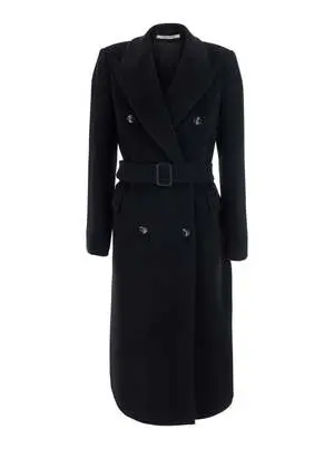 Tagliatore Fabric Coat With Essential Design - Black