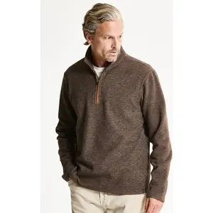 JACHS Wool Blend Knit Quarter Zip - Brown