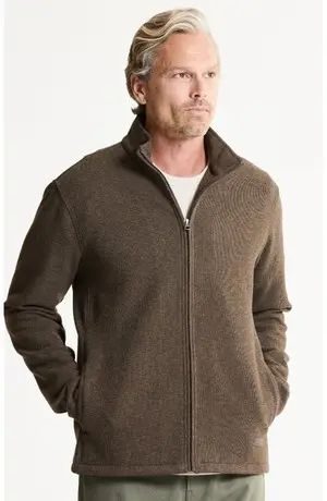 JACHS Brawny Rib Knit Full Zip - Brown