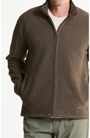 JACHS Brawny Rib Knit Full Zip - Brown