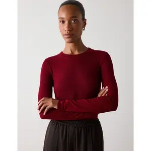 Whistles Essential Rib Crew Long Sleeve T-shirt - Red